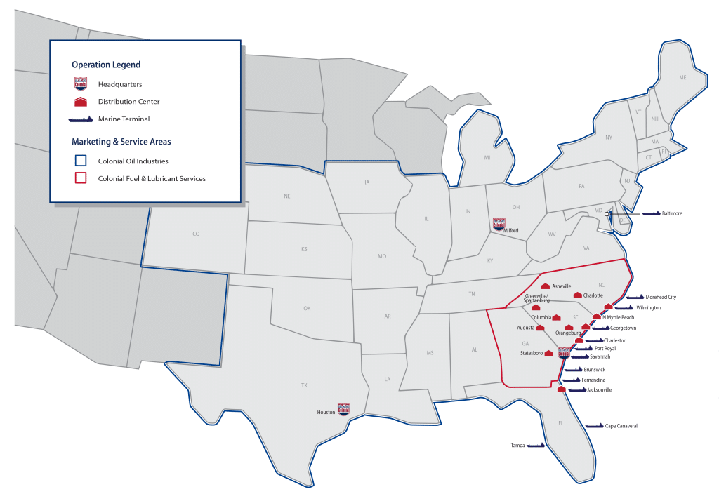 Operations Map - Colonial Oil Industries, Inc.